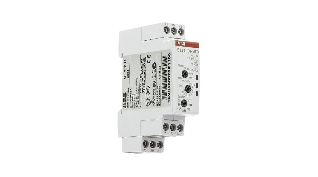 1SVR500020R1100 CT-MFD.21 | ABB DIN Rail Multi Function Timer Relay, 12 24V ac/dc, DPDT, 0.05 s ...